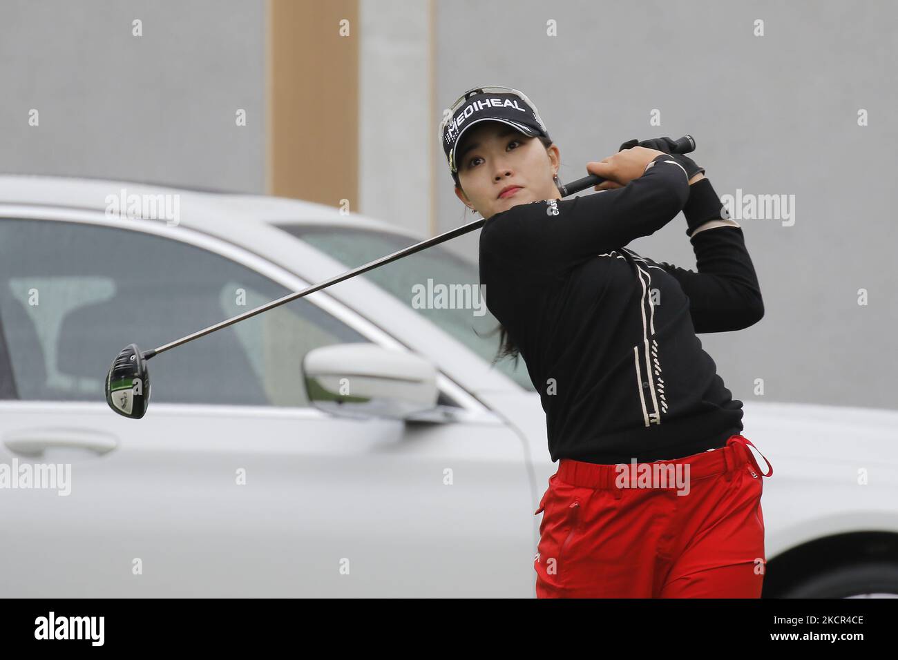 Jee Hyun Ahn of South Korea action on the 1th green during an BMW ...