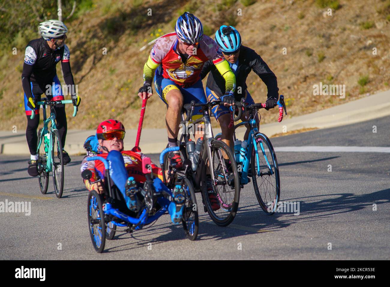 Disabled veteran and first responder cyclists are seen as they ...