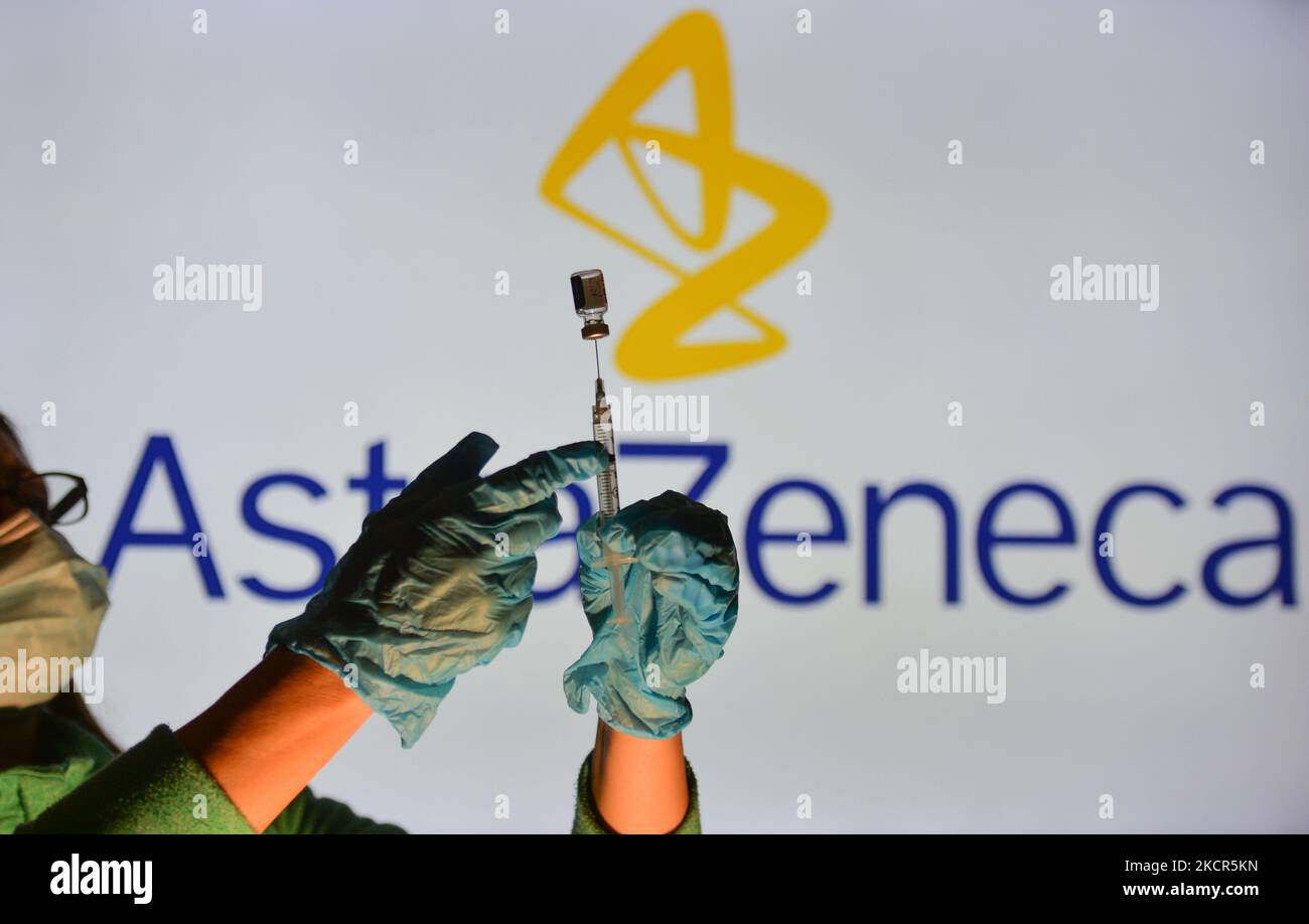 An illustrative image of a person holding a medical syringe and a ...