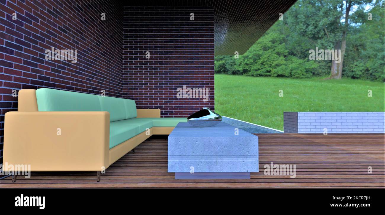 A cozy quiet place for a smoke break in a soft sofa and a comfortable ...