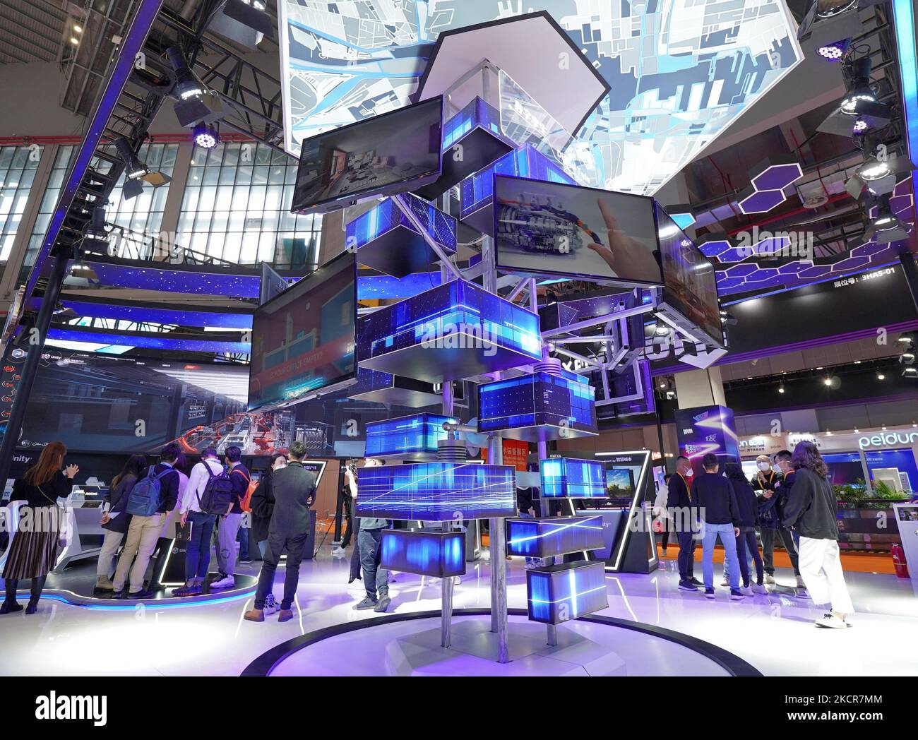 SHANGHAI, CHINA - NOVEMBER 5, 2022 - Visitors visit the Unity booth at the 5th China ...