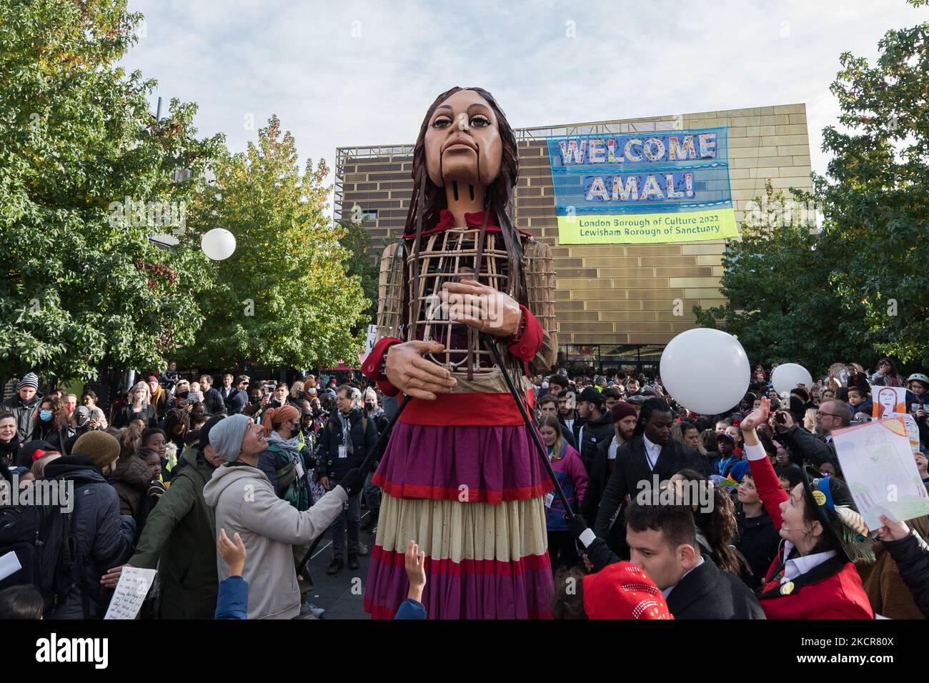 LONDON, UNITED KINGDOM - OCTOBER 22, 2021: Little Amal, a 3.5 metre ...