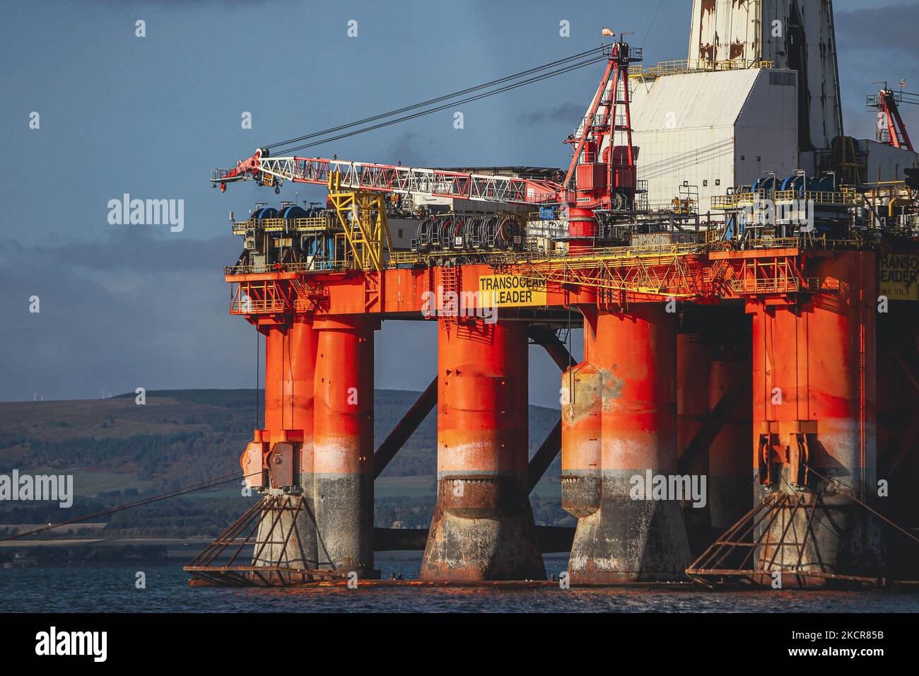 A general view of disused Oil rigs anchored in the Cromarty Firth on ...