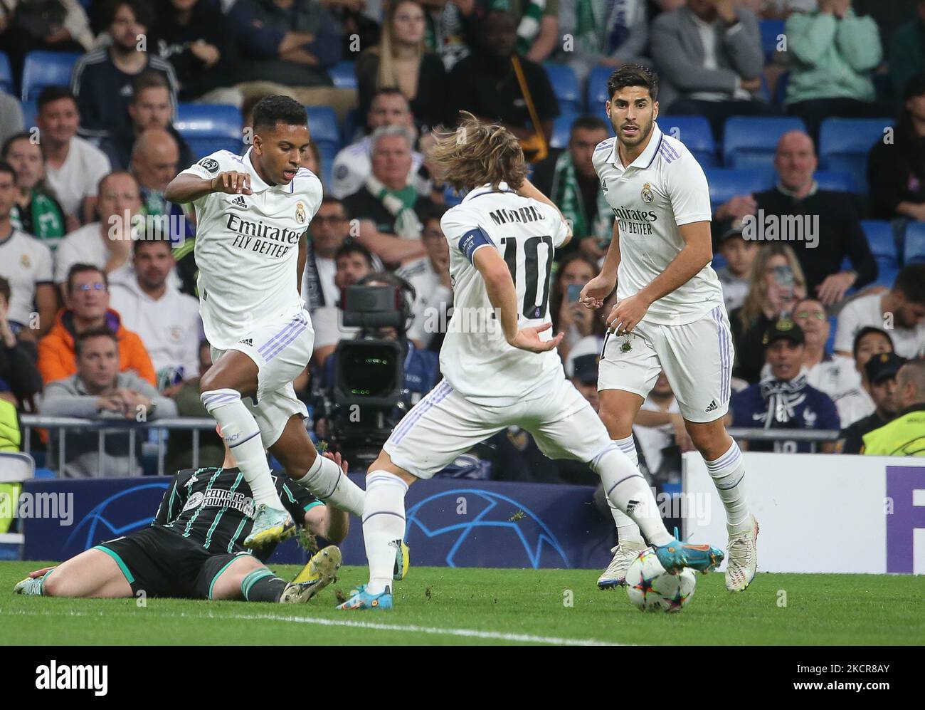 Rodrygo , Luka Modric and Marco Asensio of Real Madrid during the UEFA ...