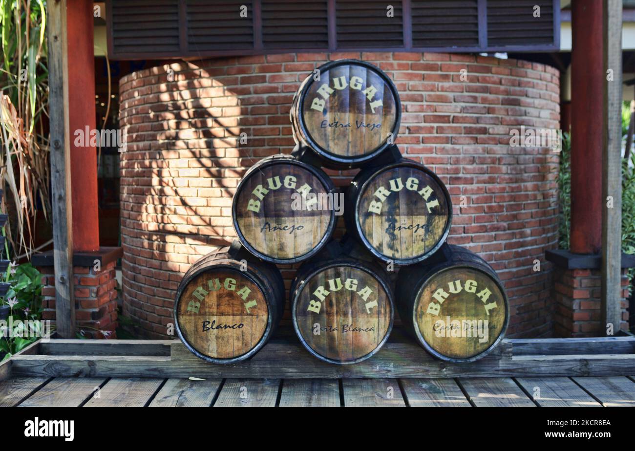 White oak rum barrels at the Brugal Rum Factory in Puerto Plata ...