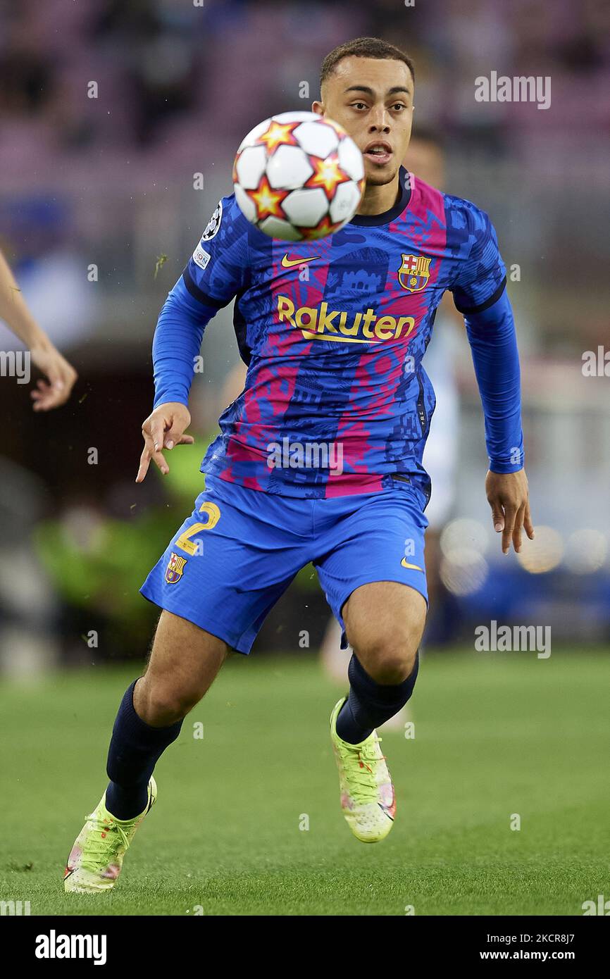 Sergiño Dest of Barcelona in action during the UEFA Champions League ...