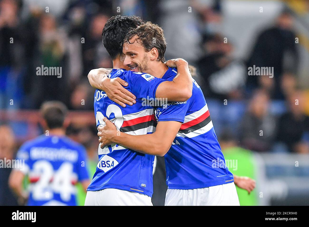 MAYA YOSHIDA (Sampdoria) and MANOLO GABBIADINI (Sampdoria) celebrates ...