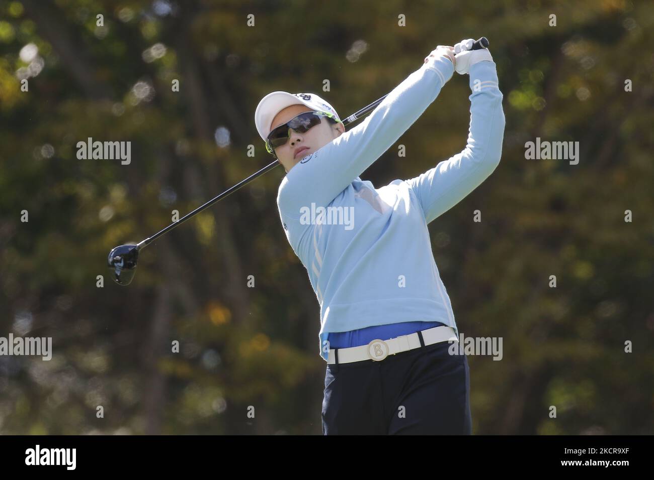 Na Rin An of South Korea action on the 5th green during an BMW LADIES ...