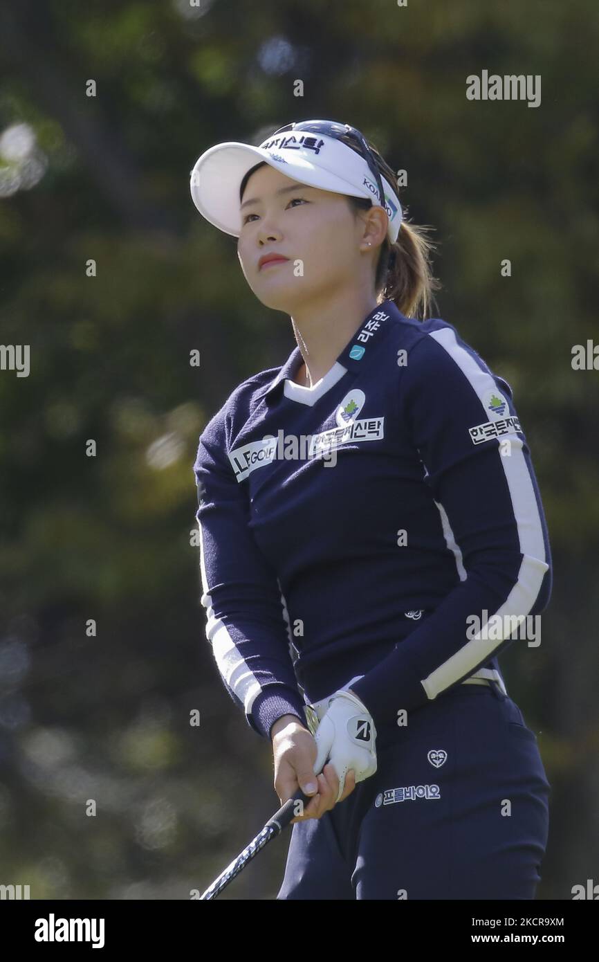 Hee Jung Lim of South Korea action on the 5th green during an BMW ...