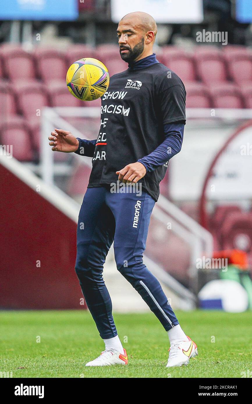 Liam Fontaine of Dundee arms up ahead of the Scottish Premier League ...