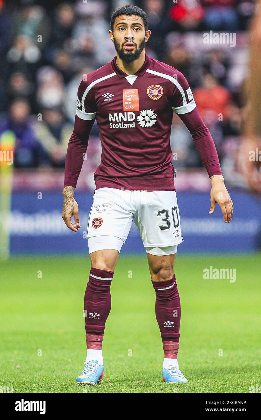 Josh Ginnelly of Hearts during the Scottish Premier League match ...
