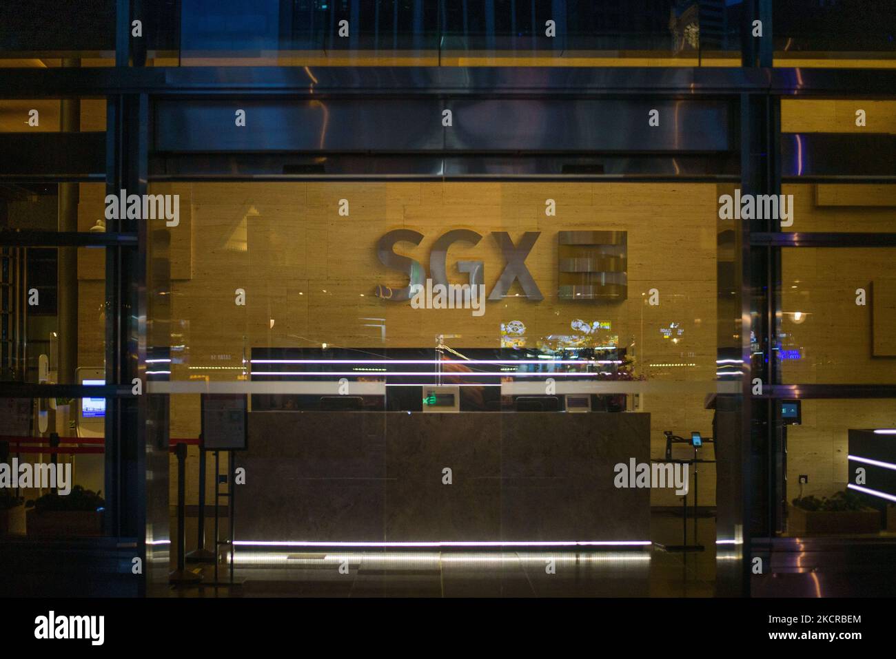 A reception area of SGX or the Singapore Exchange in Singapore on ...