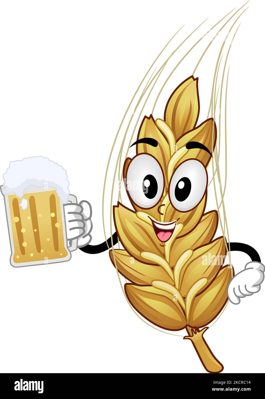 Illustration of Mascot Barley Holding Mug of Beer with Dripping Foam ...