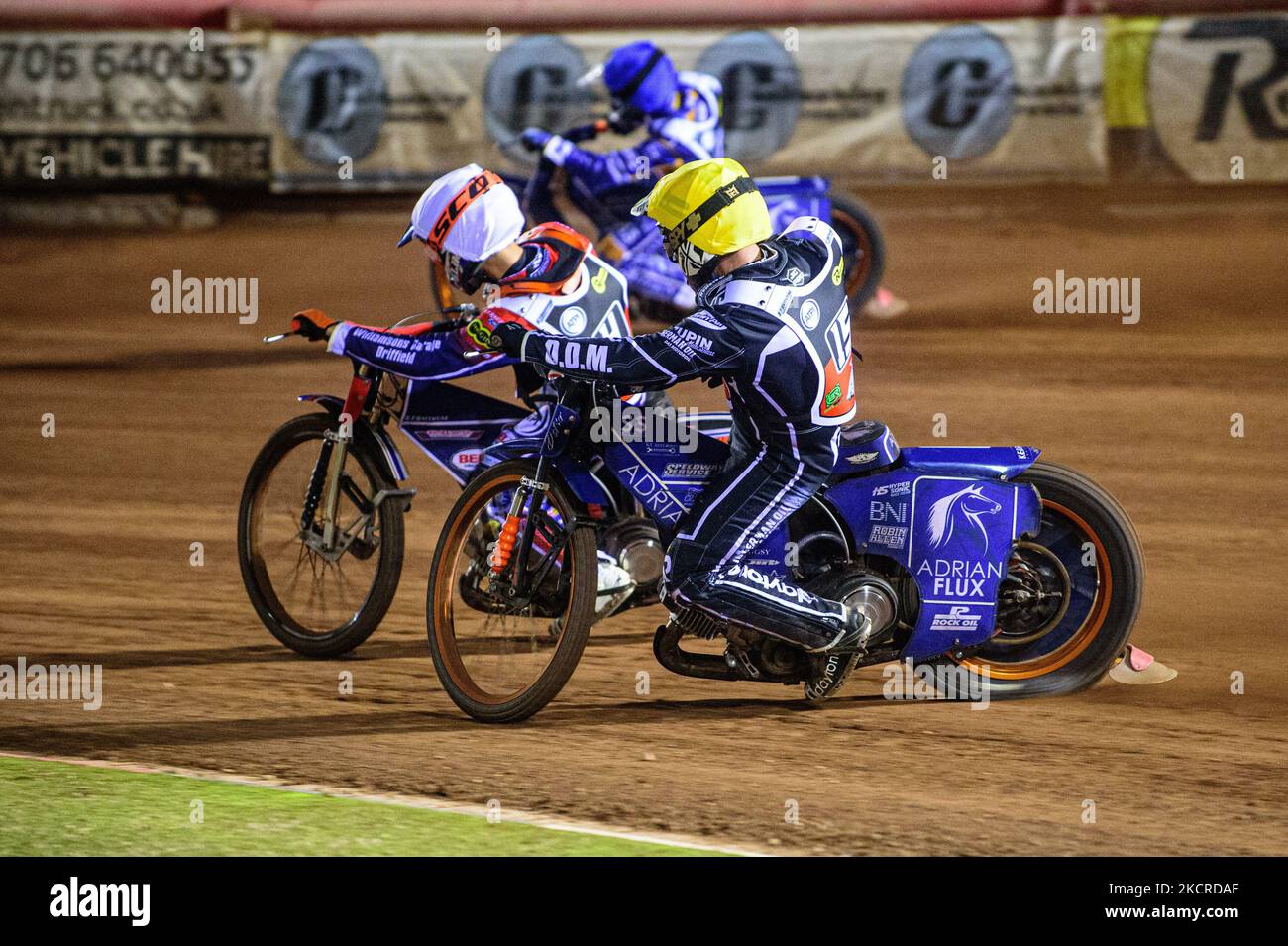 Erik Riss (Yellow) chases Jordan Palin (White) and Lewis Kerr (Blue ...