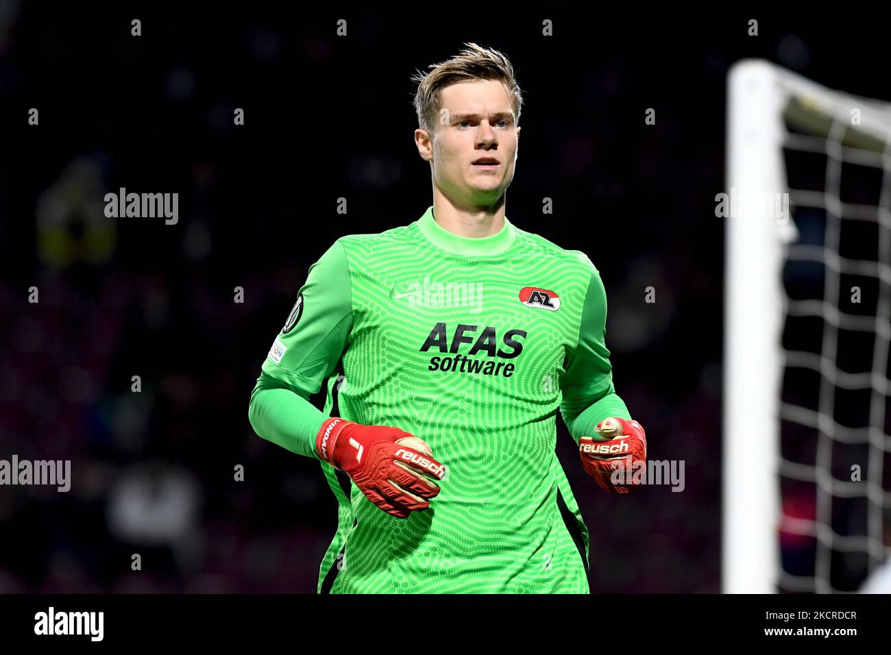 Portrait of AZ Alkmaar's goalkeeper, Peter Vindahl, during the game CFR ...