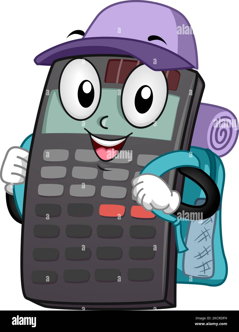 Illustration of Mascot Calculator Wearing Cap and Bag for Math Camp ...