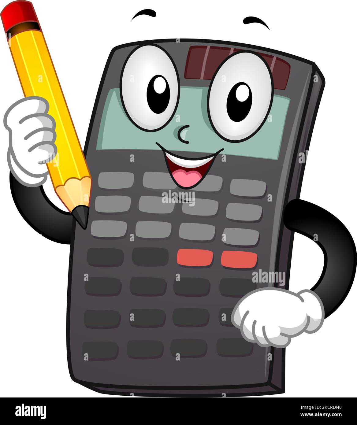 Illustration of Mascot Calculator Holding a Pencil for Exam Stock Photo ...