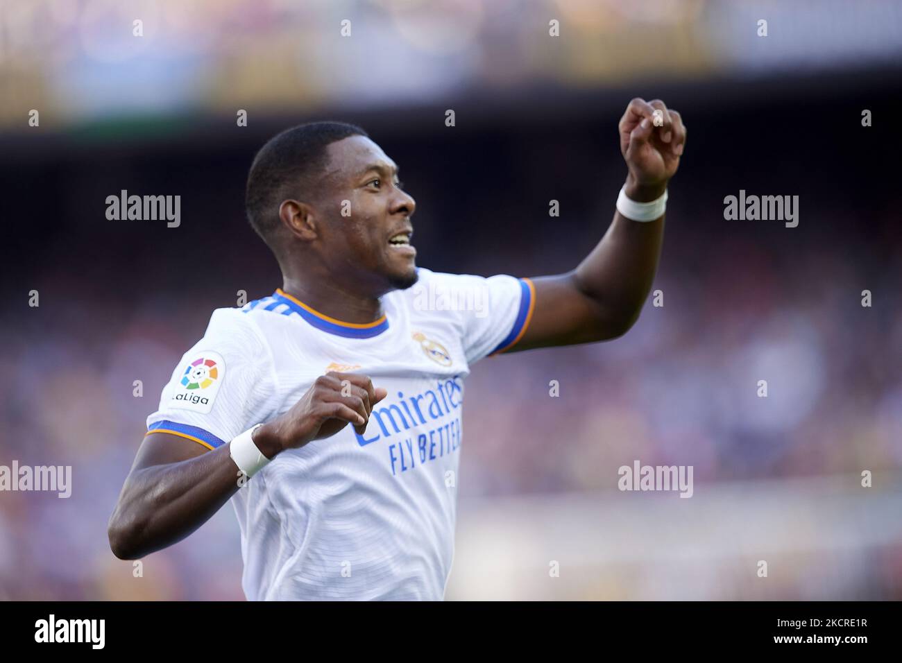 David Alaba of Real Madrid celebrates after scoring his sides first ...
