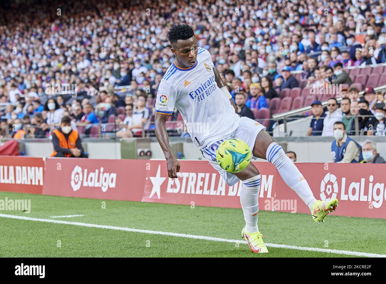 Vinicius Junior of Real Madrid controls the ball during the La Liga ...