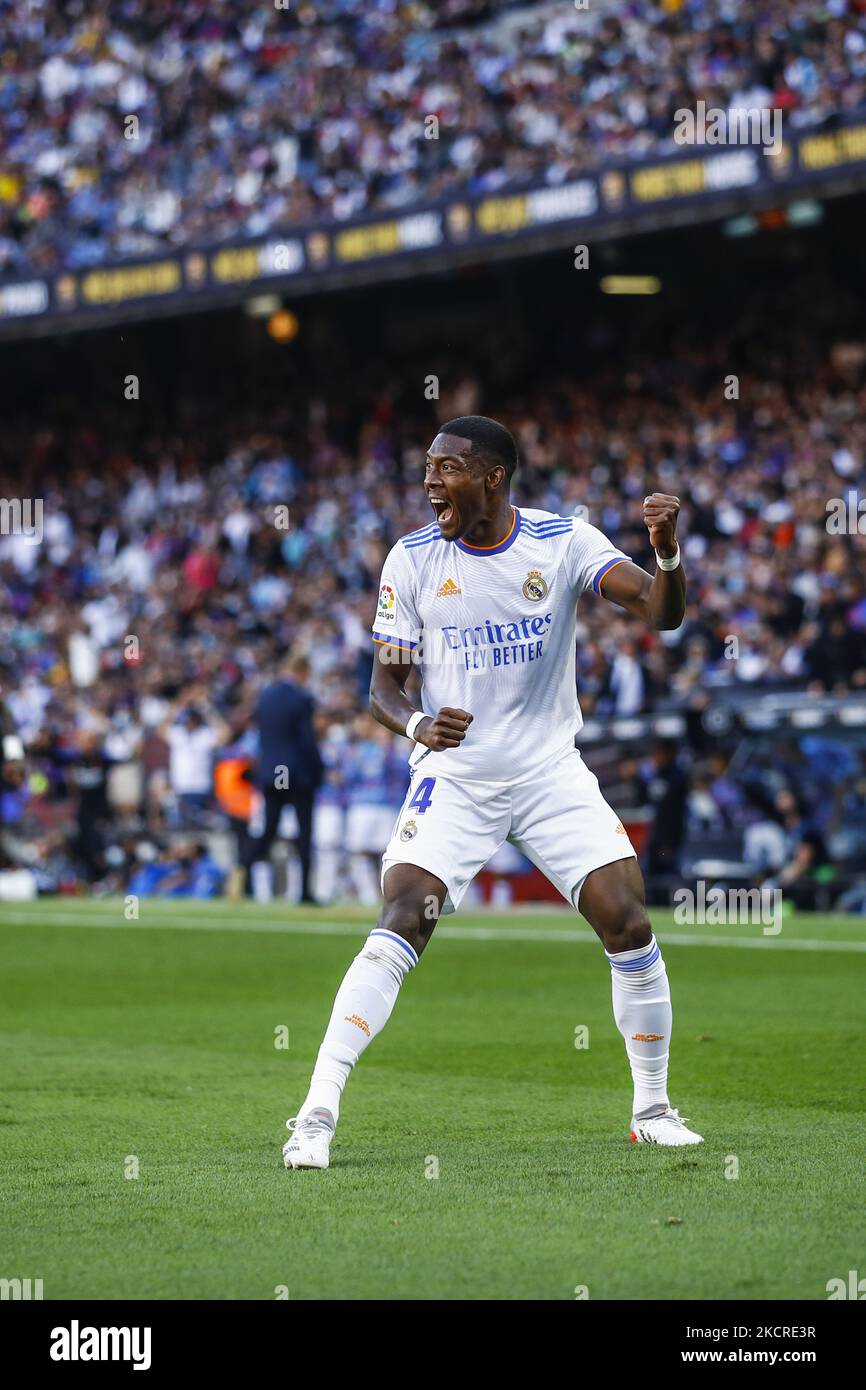 04 David Alaba of Real Madrid celebrates a goal during the La Liga ...