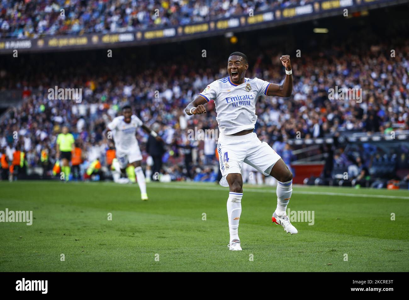04 David Alaba of Real Madrid celebrates a goal during the La Liga ...