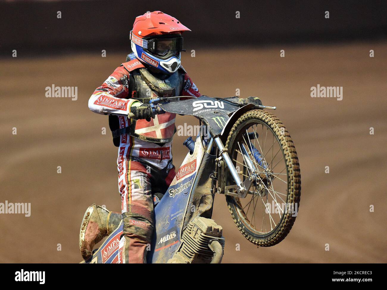 Leon Madsen of Denmark during the Monster Energy FIM Speedway of ...