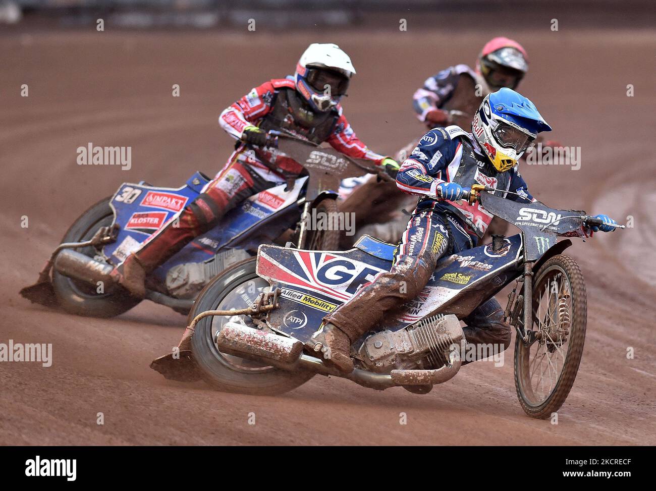 Robert Lambert of Great Britain leads Leon Madsen of Denmark during the ...