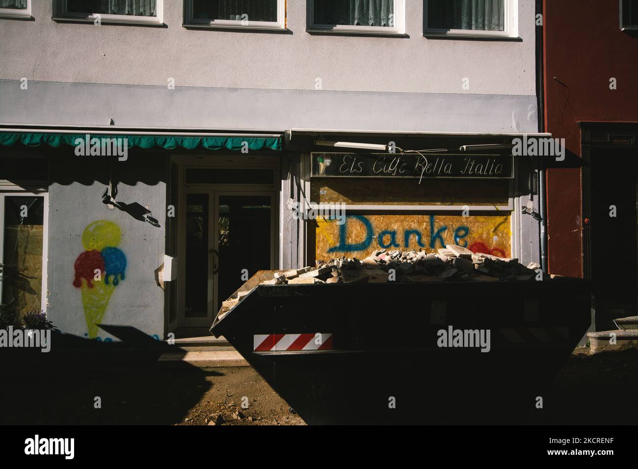 Thank you message is seen pained on a ice cream store in Bad ...