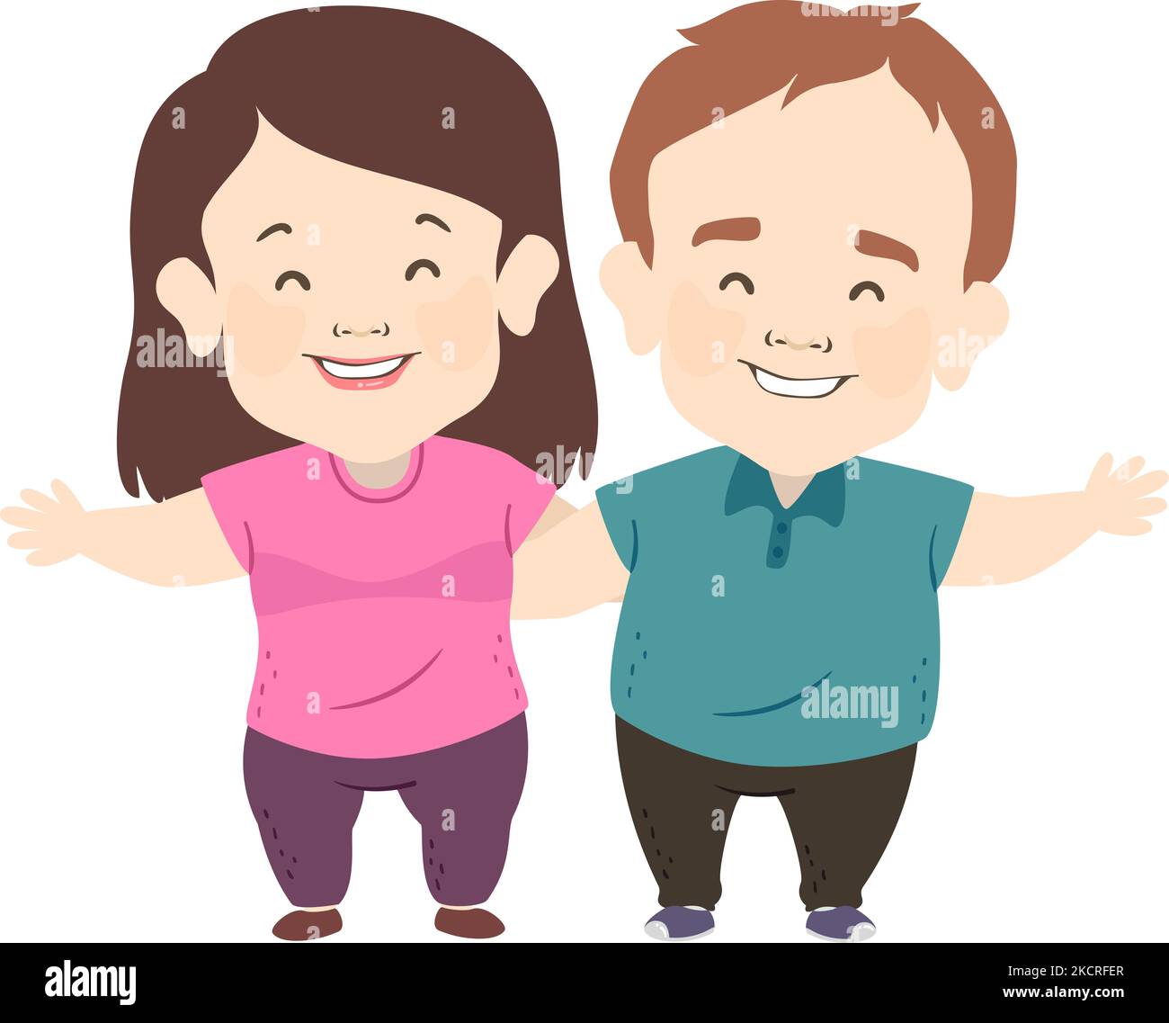 Illustration of Happy Couple with Dwarfism Waving and Putting Arms ...
