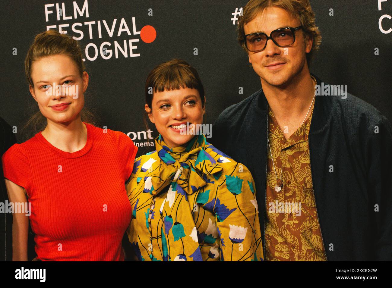actor Albrecht Schuch and actress Jella Haase and Emma Bading attend ...