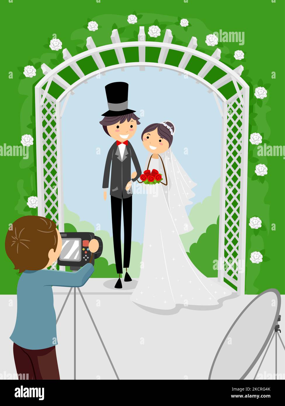 Illustration of Stickman Couple Wedding Photoshoot with Man Taking ...