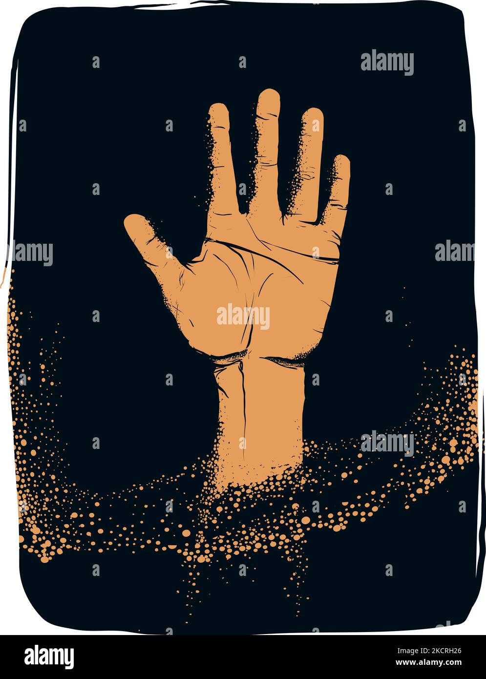 Illustration of a Raised Male Hand Asking For a Help. Raising Hand ...