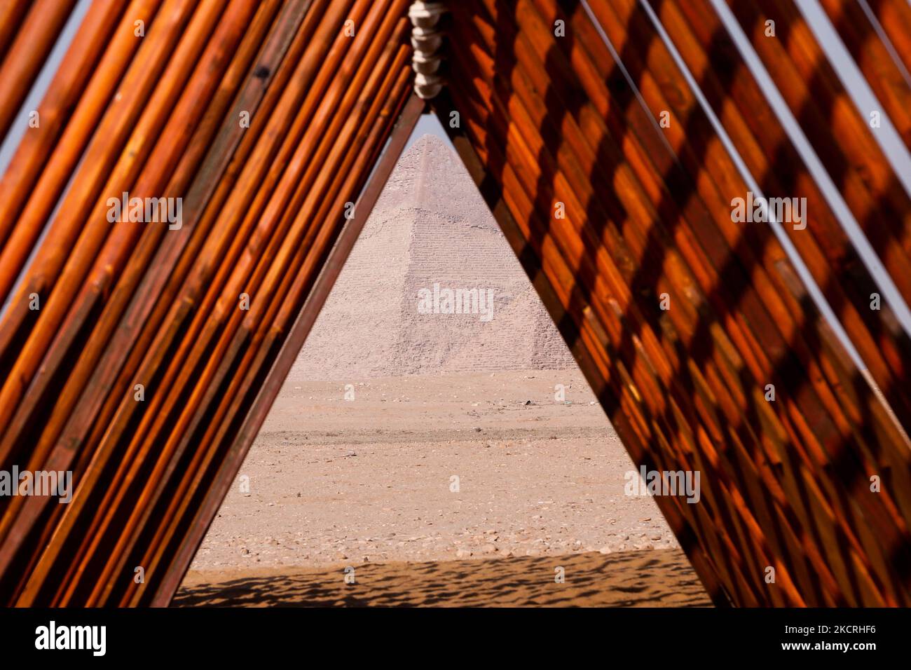 A picture shows a view of an art installation by Egyptian artist Moataz ...
