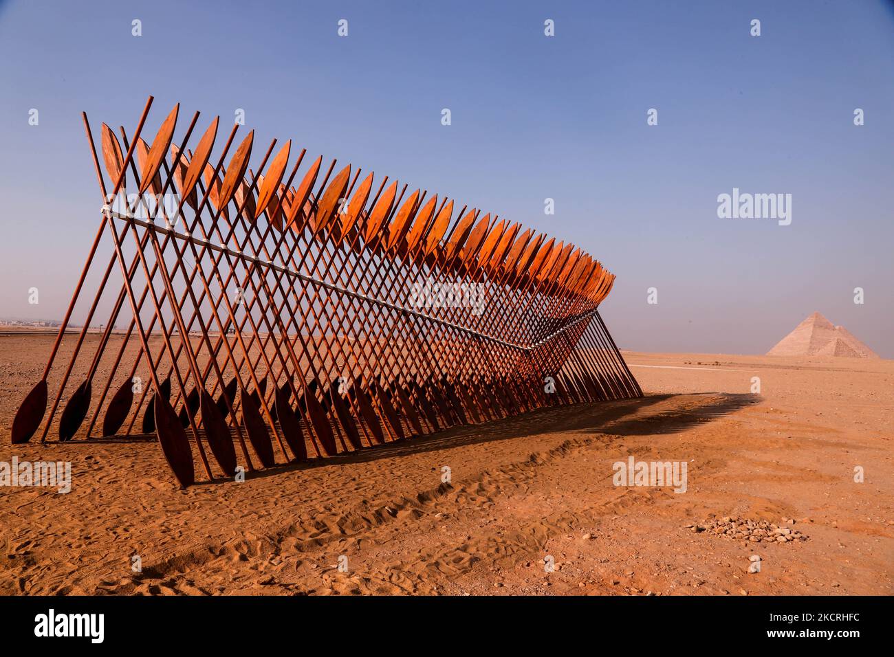 A picture shows a view of an art installation by Egyptian artist Moataz ...