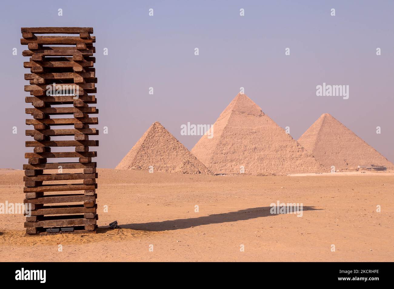 An installation, on display at the Great Pyramids of Egypt on October ...
