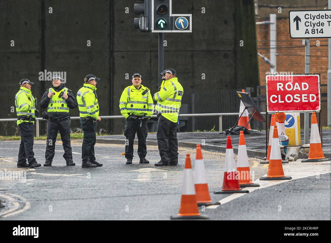 Police are seen near the Scottish Event Campus on September 1, 2021 in ...