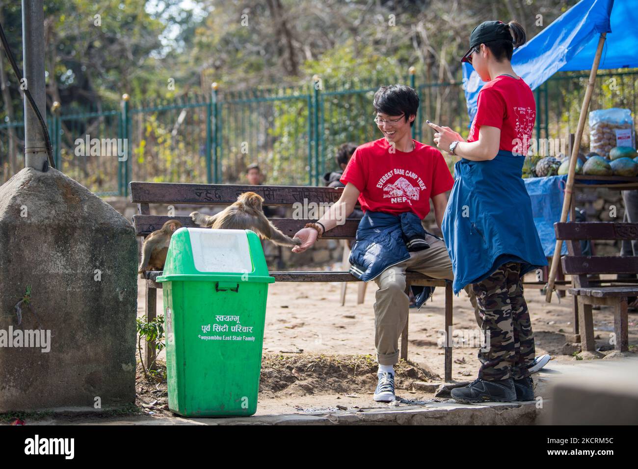 Kathmandu, Nepal- April 20,2022 : Tourists visit the ancient stupas of ...