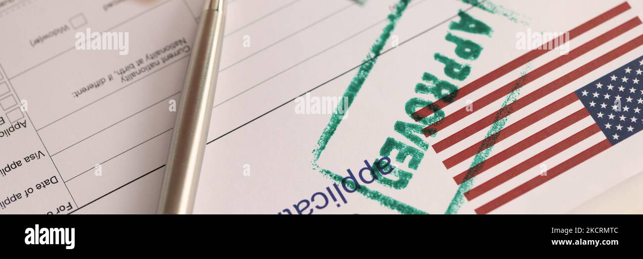 USA visa approved, application form for emigration abroad Stock Photo ...