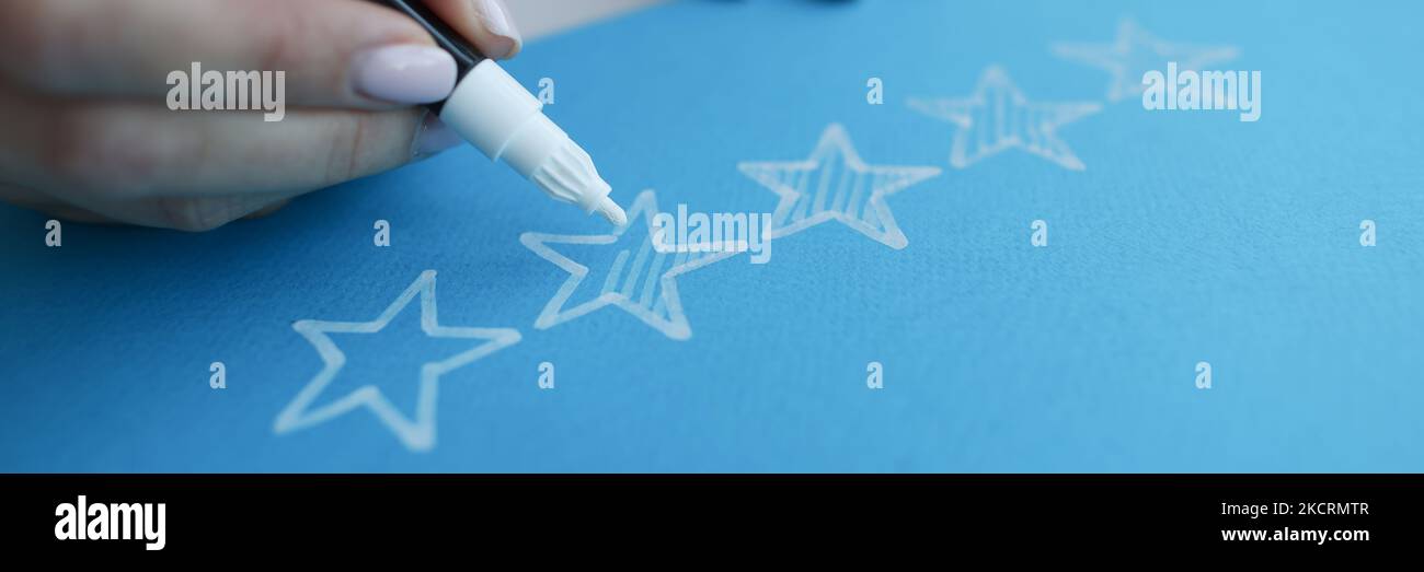 Hand drawing five stars rating on chalkboard Stock Photo - Alamy