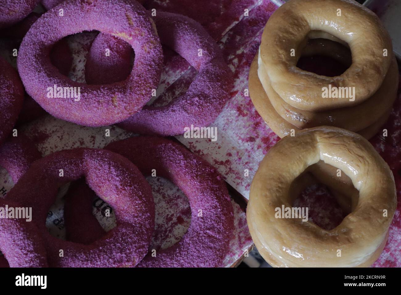 View of rodeos and animas (Pan de Muerto), inside a collective bakery ...