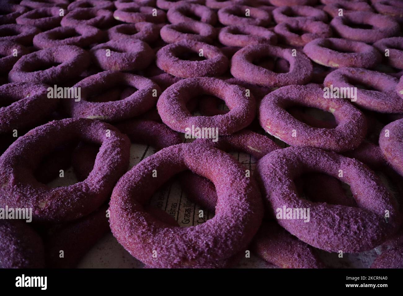 View of rodeos and animas (Pan de Muerto), inside a collective bakery ...