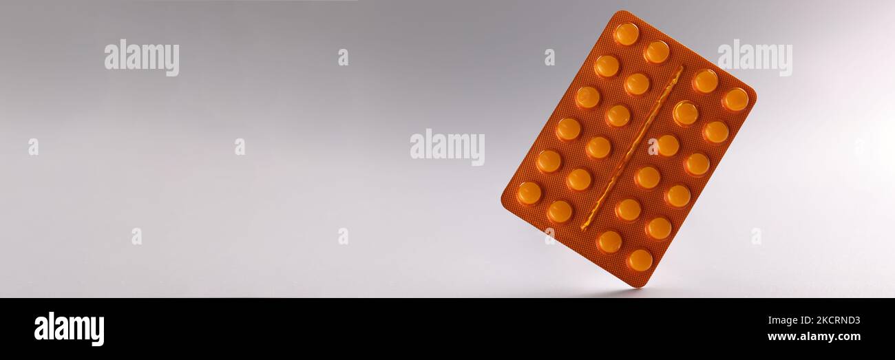 Blister with tablets, daily dose of medication for person Stock Photo ...