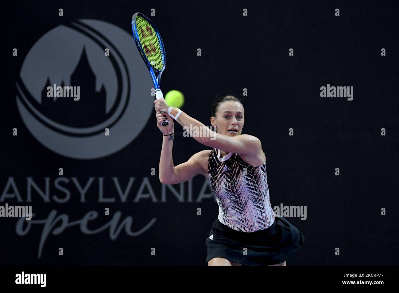 Ana Bogdan in action - receiving the ball during her match against Emma ...