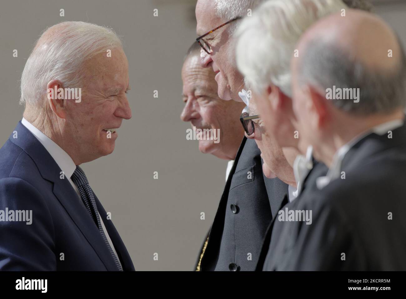 U.S. President Joe Biden arrives for a meeting with Pope Francis at the ...