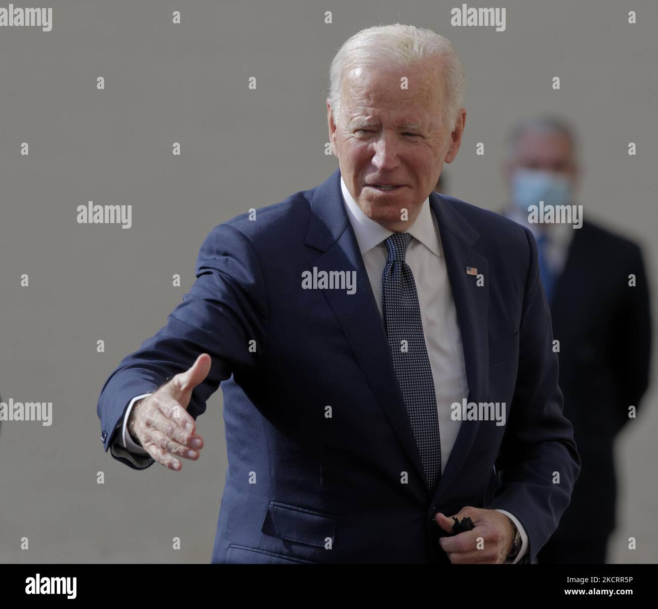 U.S. President Joe Biden arrives for a meeting with Pope Francis at the ...