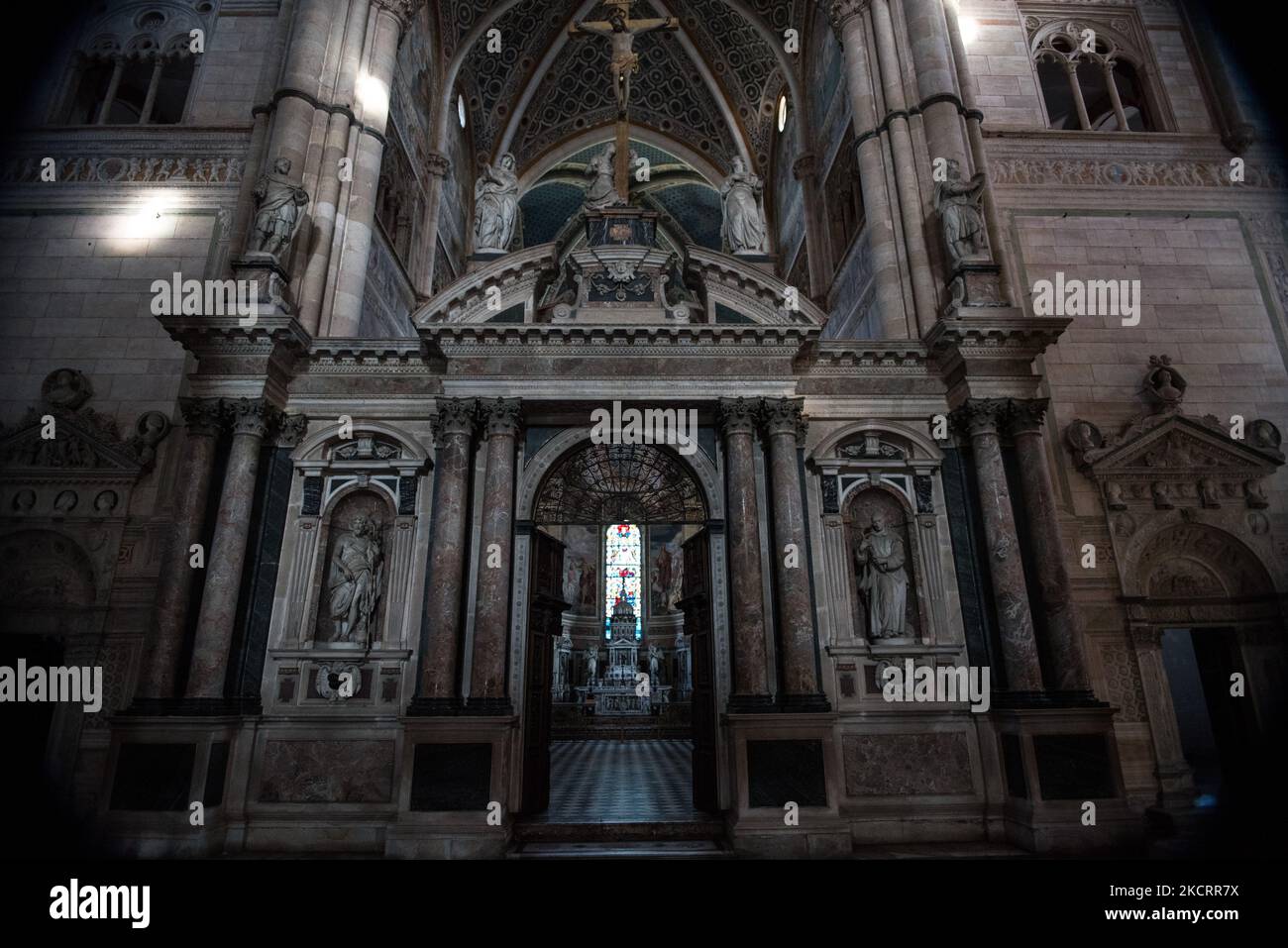 The Charterhouse of Pavia, the interior of the church, in Pavia, 28 ...