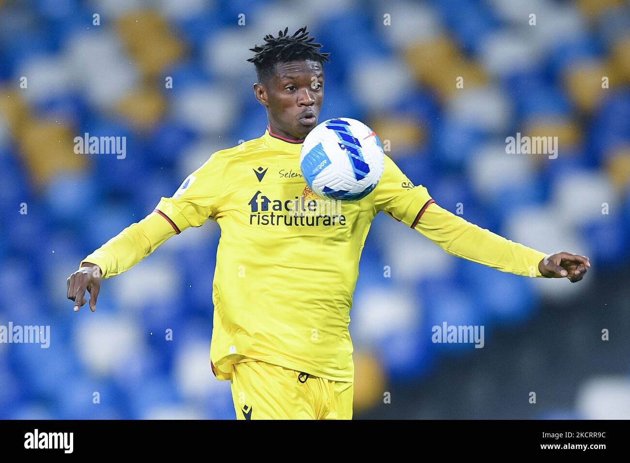 Ibrahima Mbaye of Bologna FC controls the ball during the Serie A match ...