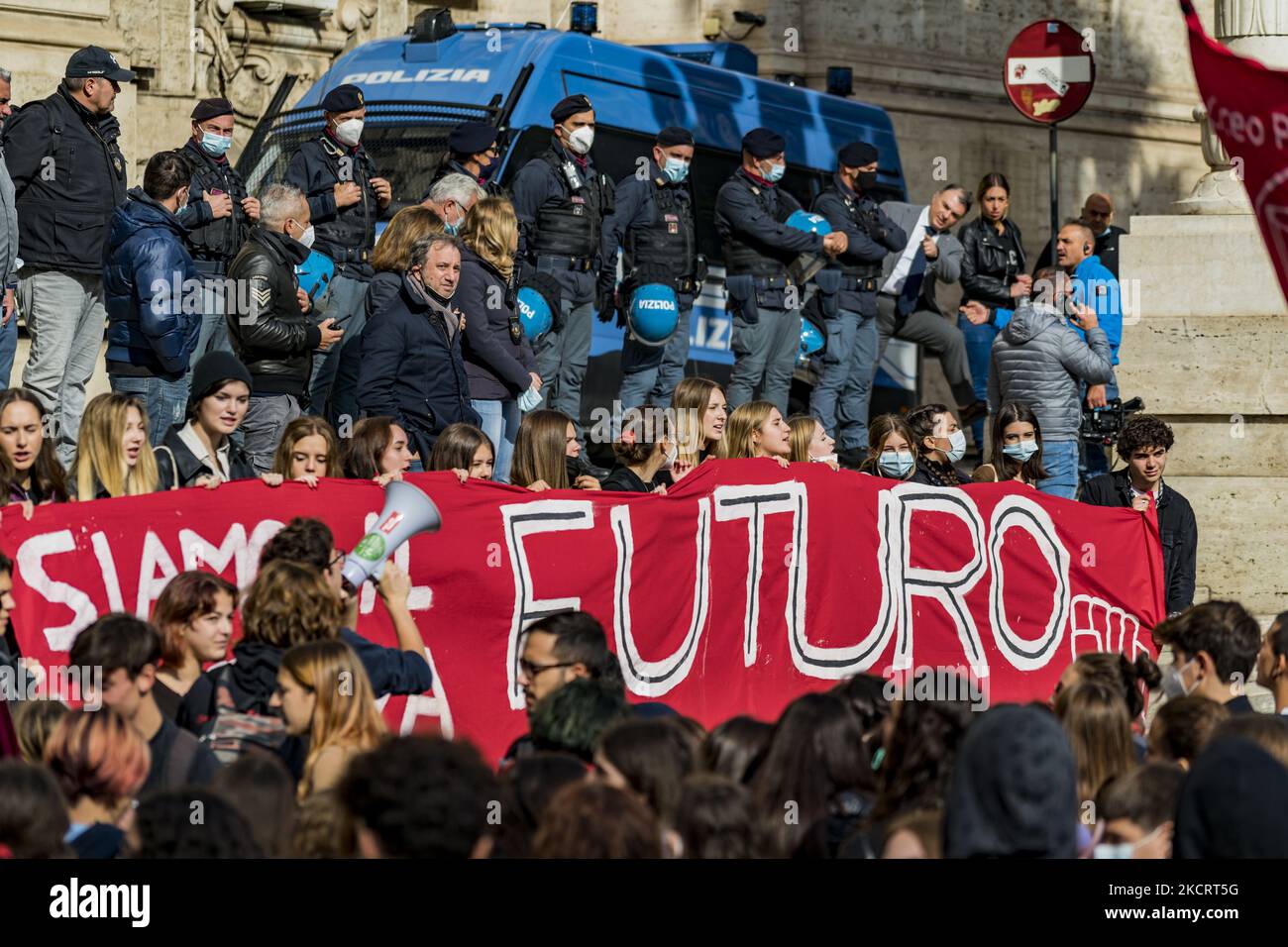 Demonstration of students with a huge banner asking for "future" in ...