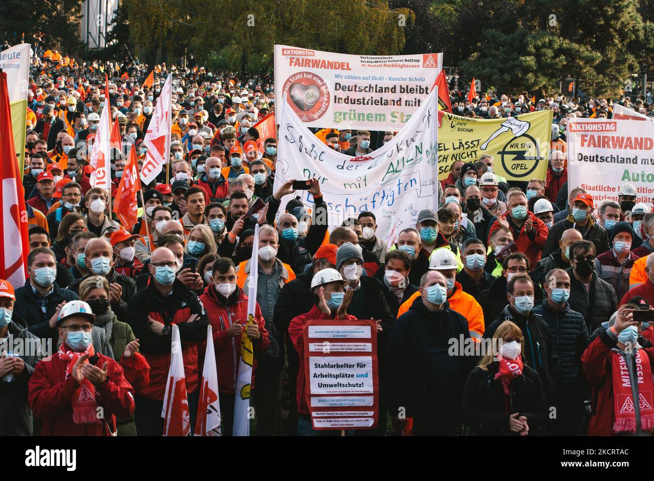 Steel workers take part in nationwide demo demand for a fair transition ...
