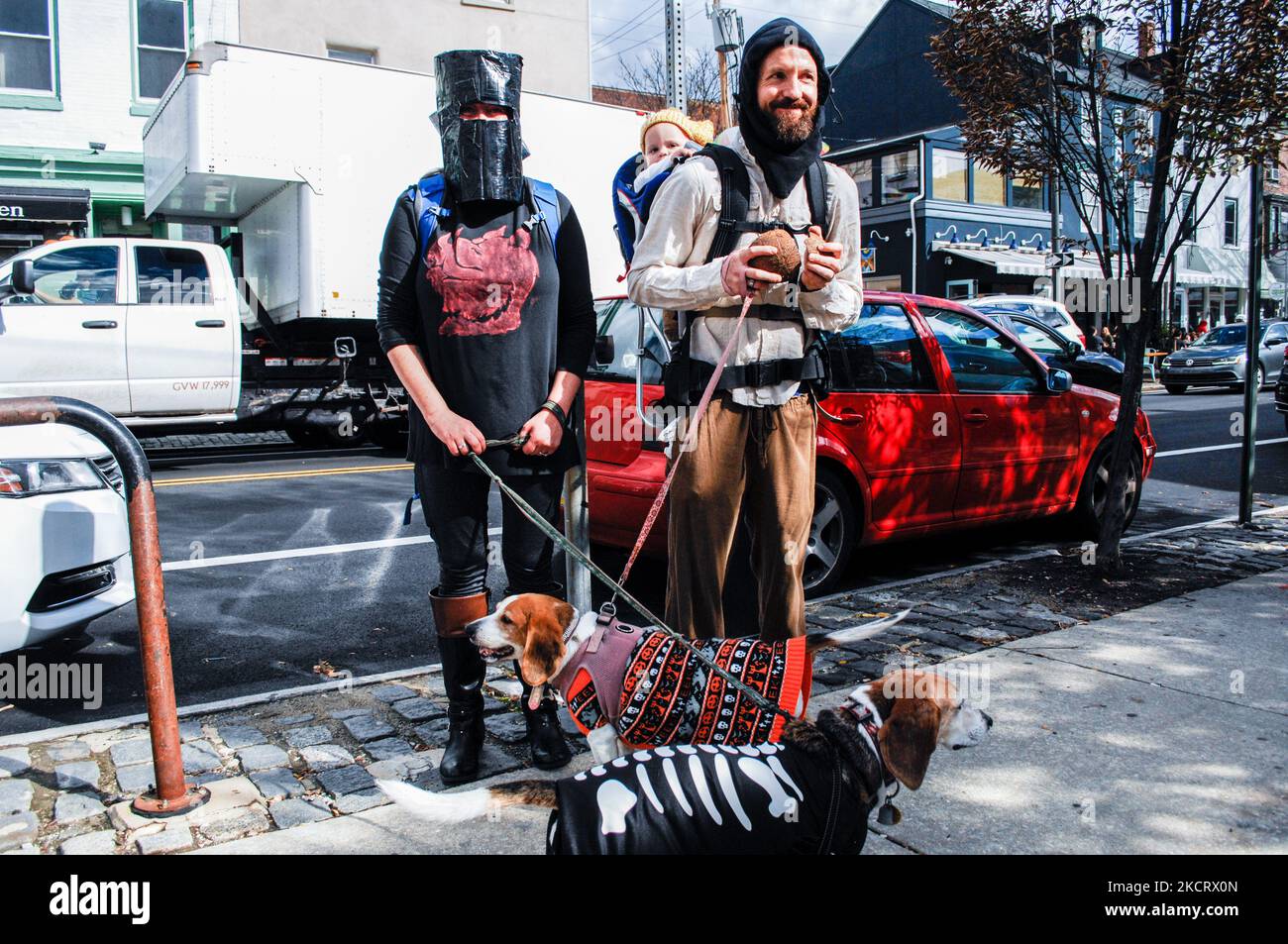 A mom and Dad dress as a knight and horse from Monty Python’s 'Quest ...